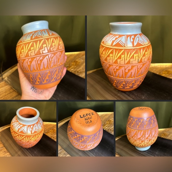 Vintage | Accents | Vintage Navajo Redware Etched Painted Pottery Vase ...